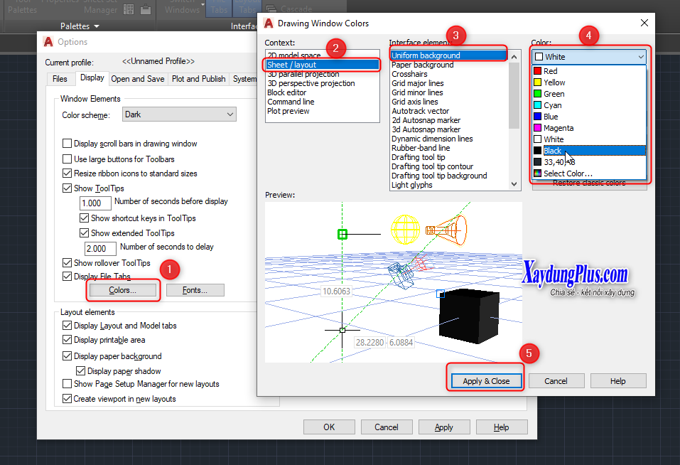 Thiết lập thẻ DISPLAY trong AutoCad ⋆